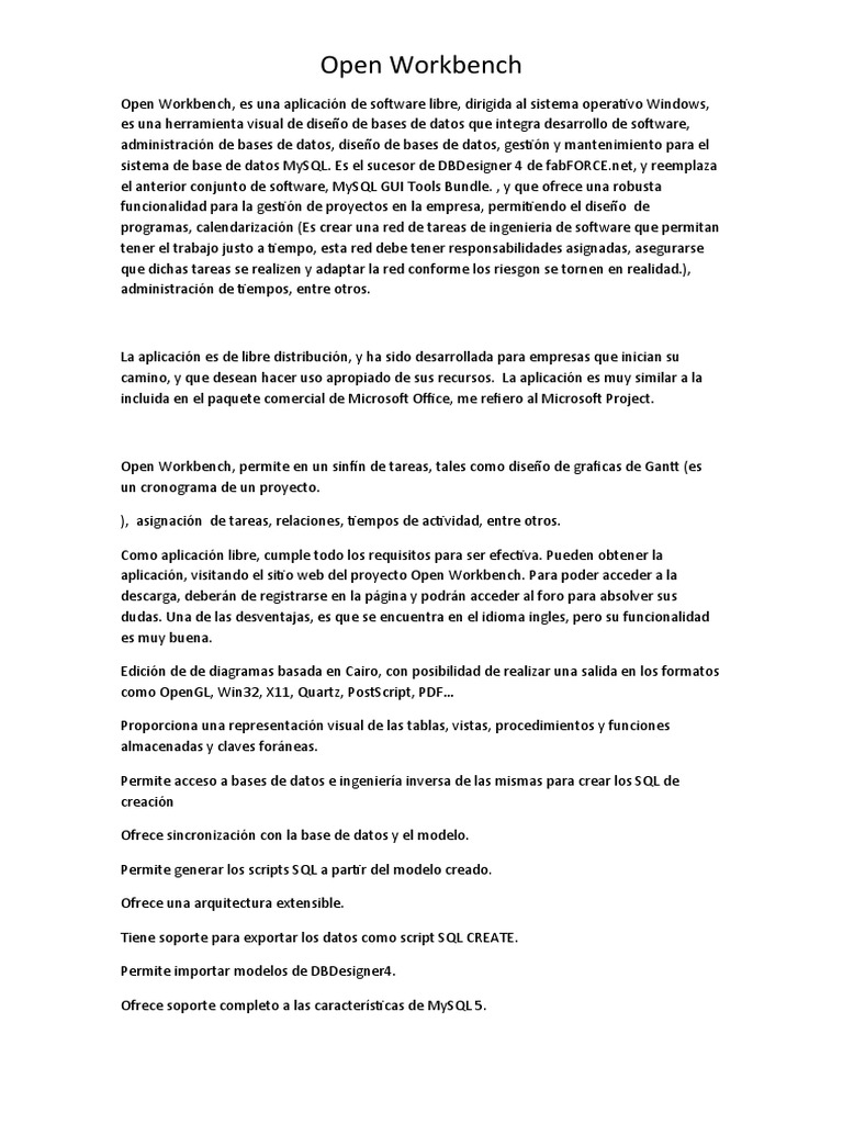 Open Workbench | PDF