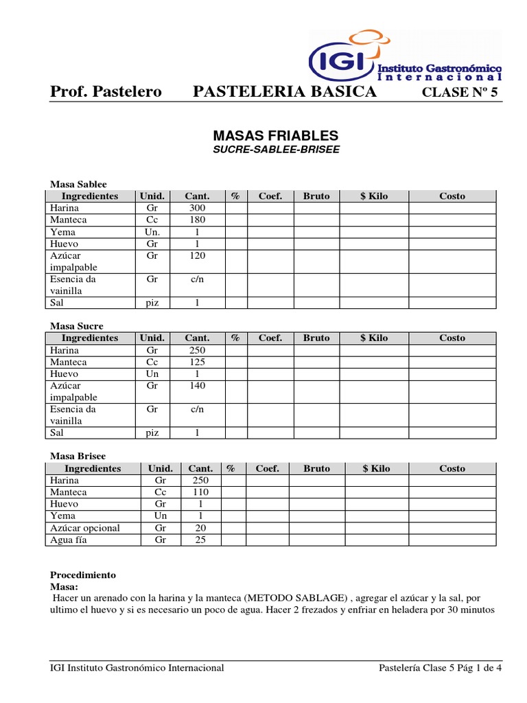 5 Masas Friables | PDF | Merengue | Ingredientes de comida