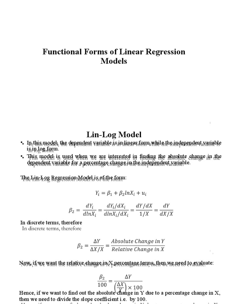 Lecture 5 - Functional Forms of Linear Regression Models - Lin-Log ...
