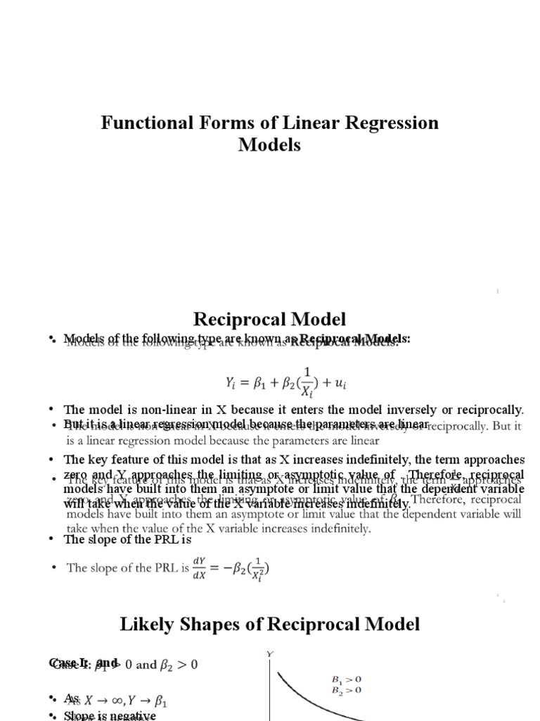 Lecture 6 - Functional Forms of Linear Regression Models - Reciprocal ...