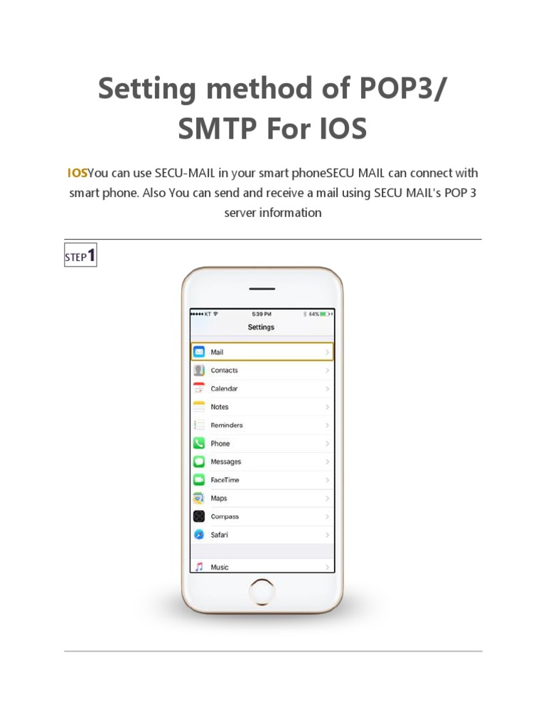 Configure POP3/SMTP for SECU MAIL on iOS | PDF | Computer Networking ...