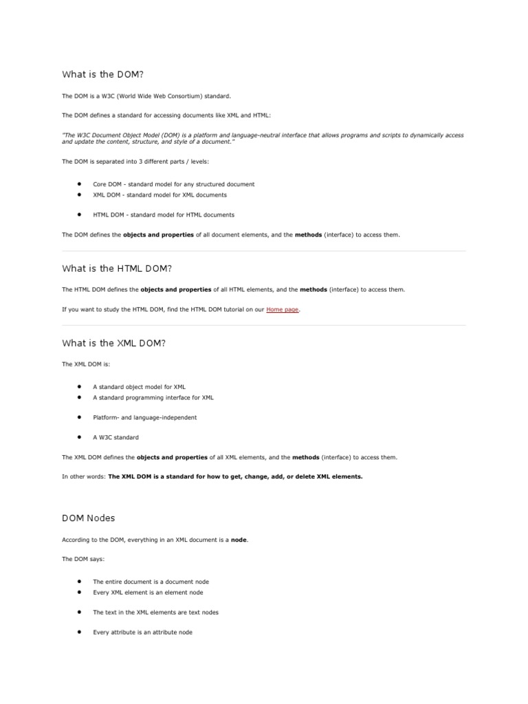 What Is The DOM | PDF | Document Object Model | Xslt