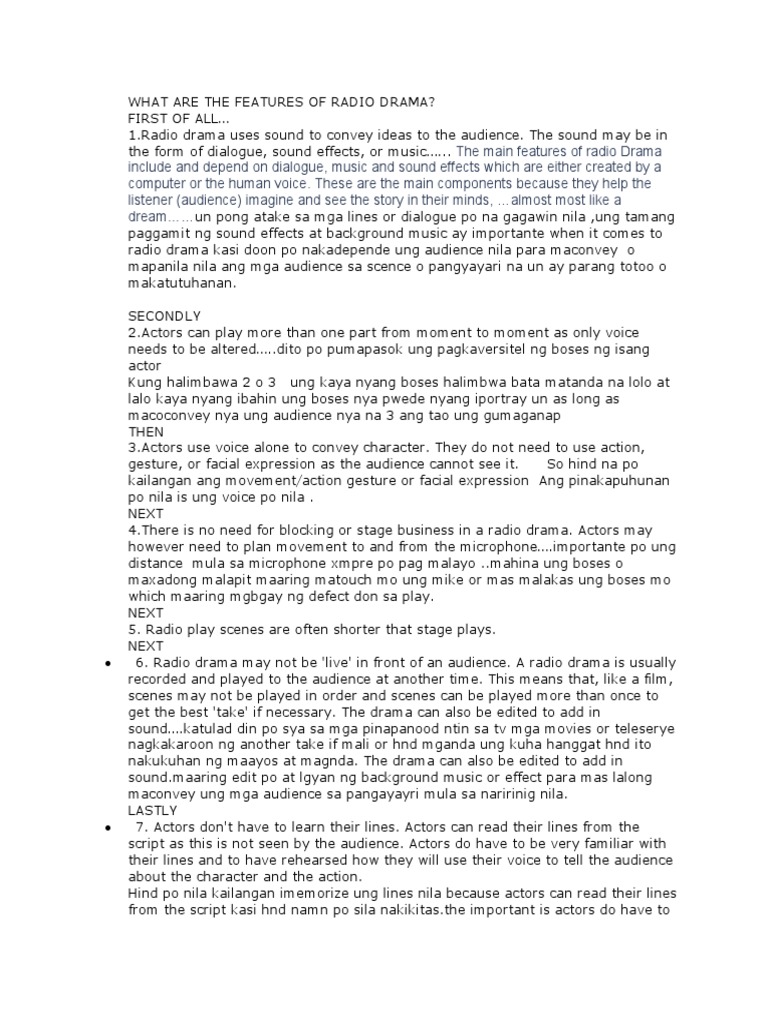 What Are The Features of Radio Drama-Script | PDF | Performing Arts ...