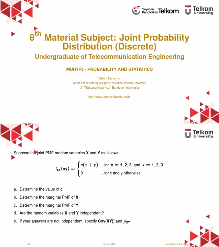 8 Material Subject: Joint Probability Distribution (Discrete) | PDF ...