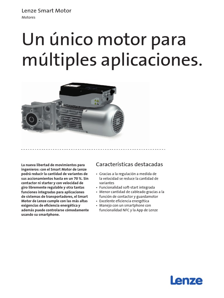 Flyer Lenze Smart Motor | PDF | Uso eficiente de energía | Transmisión ...