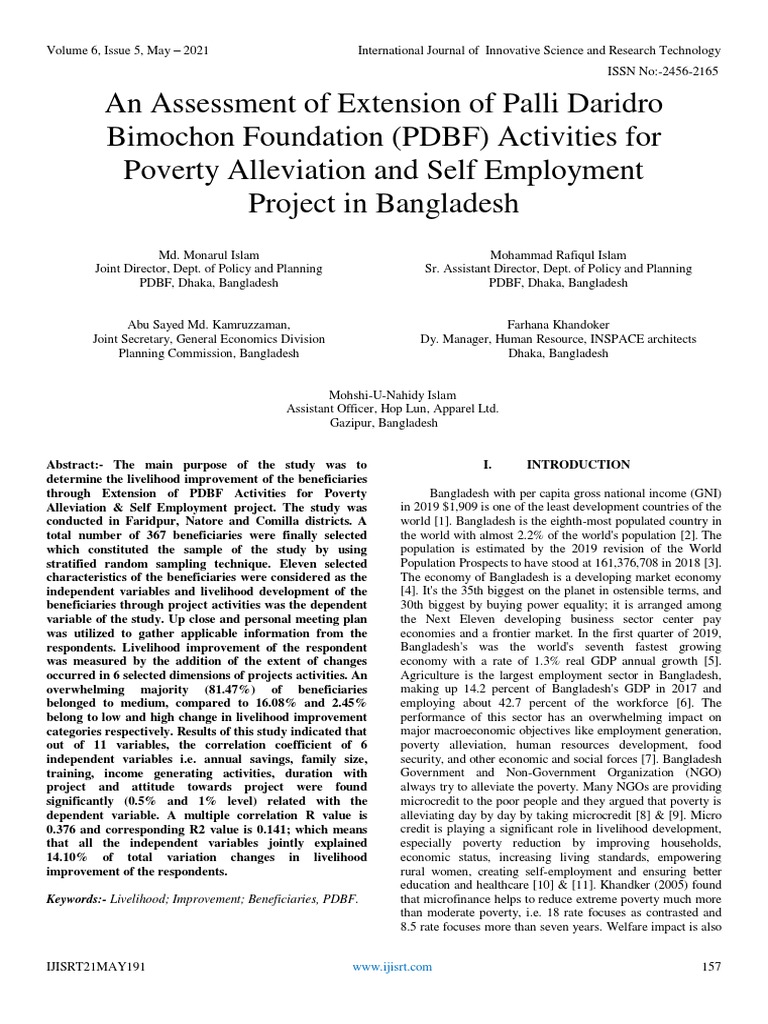 An Assessment of Extension of Palli Daridro Bimochon Foundation (PDBF ...