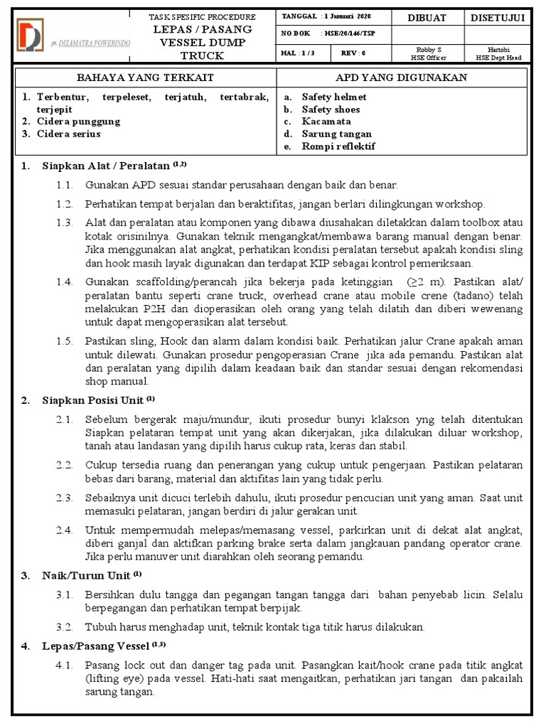 146 Lepas Pasang Vessel Dump Truck | PDF