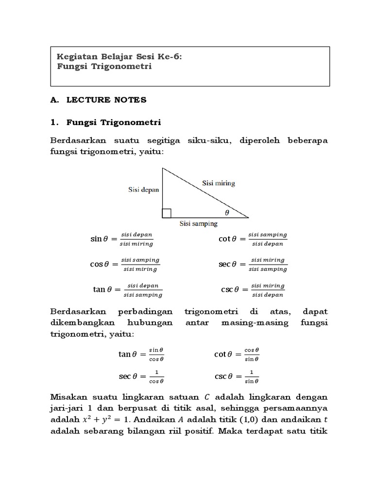 6 - Lecture Note - Fungsi Trigonometri | PDF