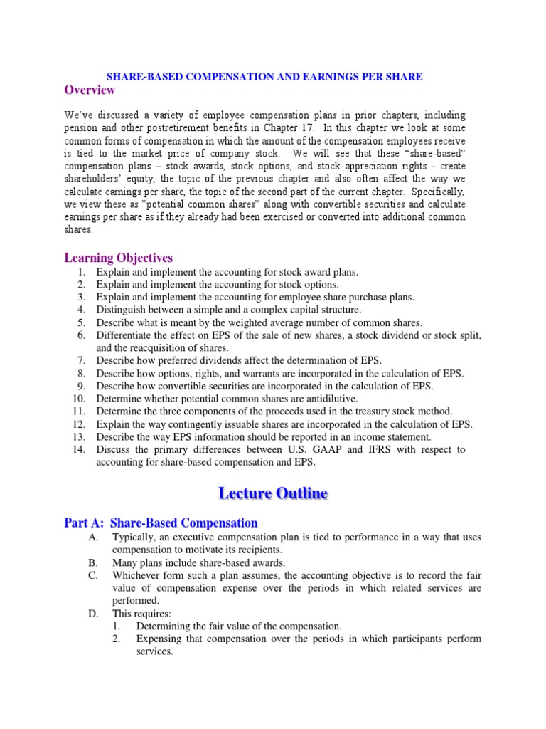 Share-Based Compensation & EPS | PDF | Employee Stock Option | Stocks