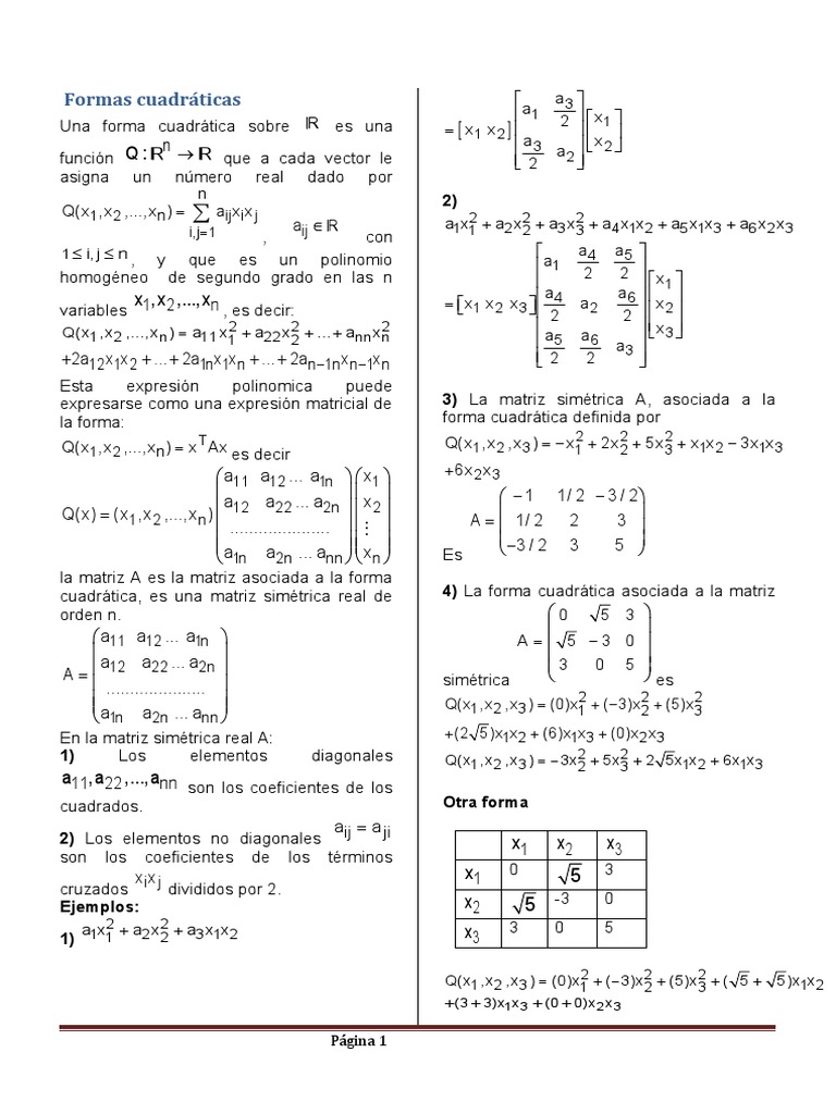 Forma Cuadrática-Teoría | PDF | Teoría de la matriz | Física teórica