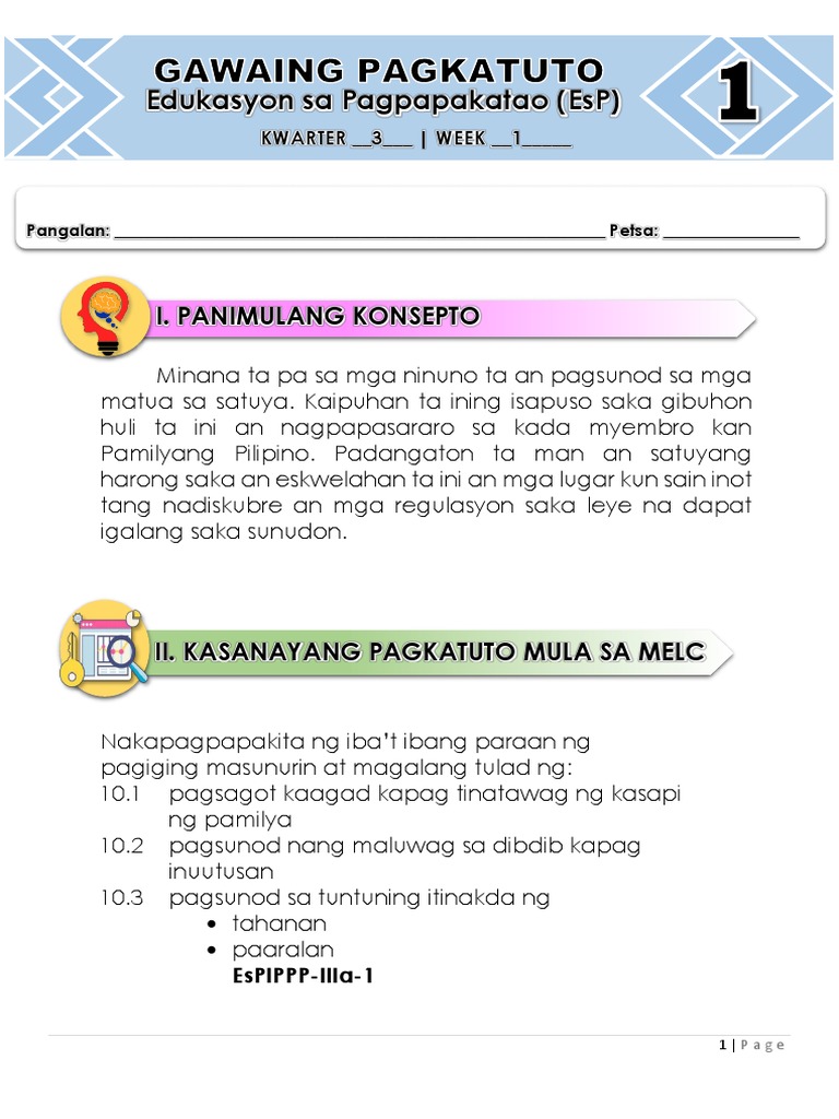 Esp1 Q3 M1 Final | PDF
