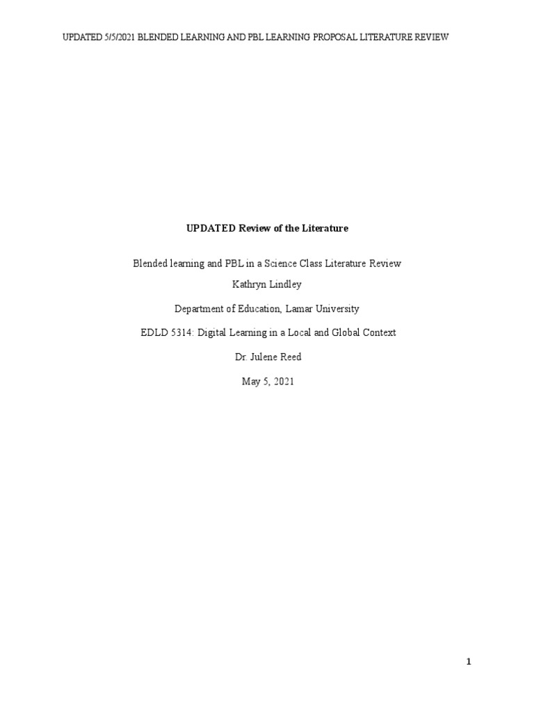 Blended Learning & PBL Literature Review | PDF | Project Based Learning ...
