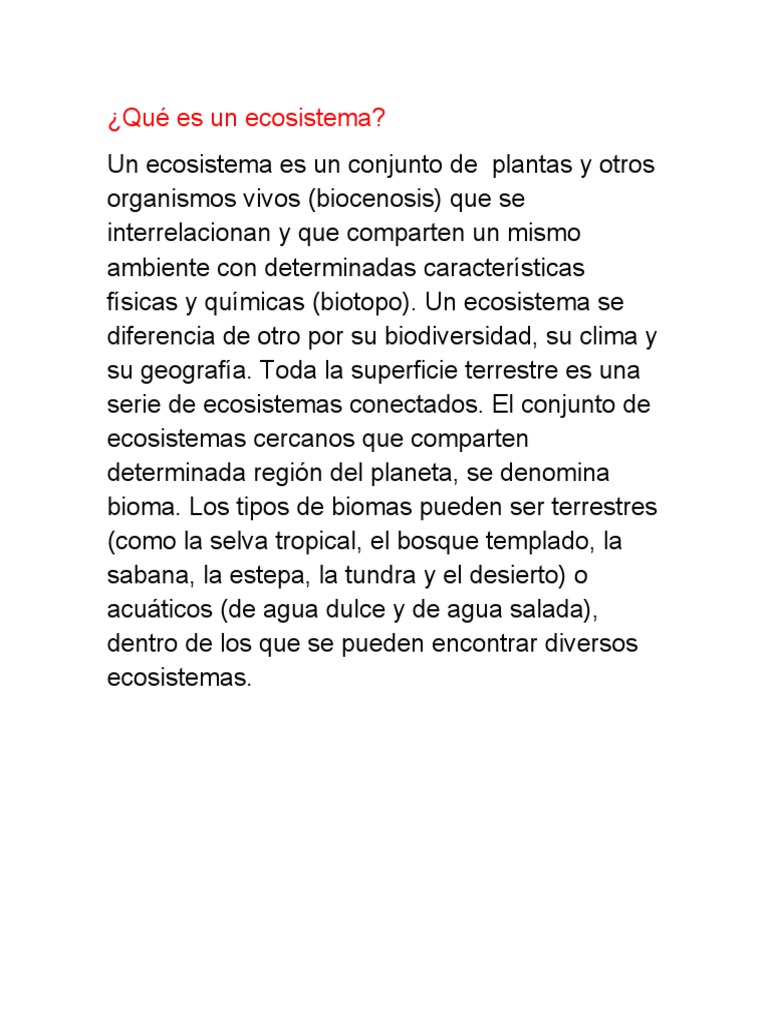 Que Es Un Ecosistema | PDF | Ecosistema | Organismos