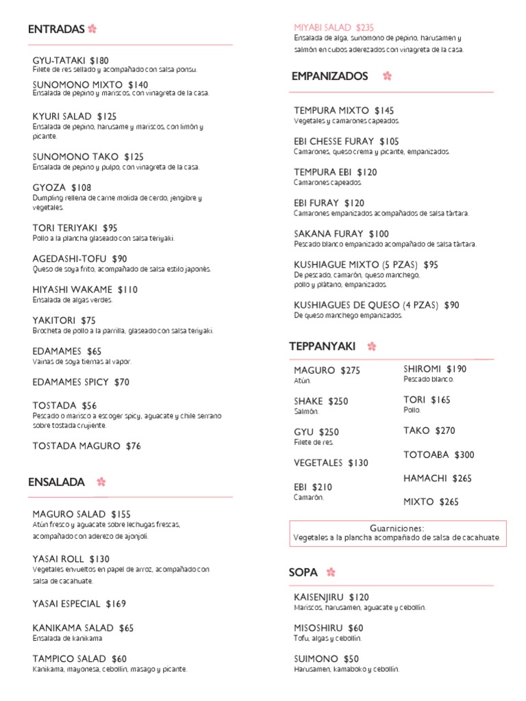 Menu Miyabi Merida | PDF | Mariscos | Salsa