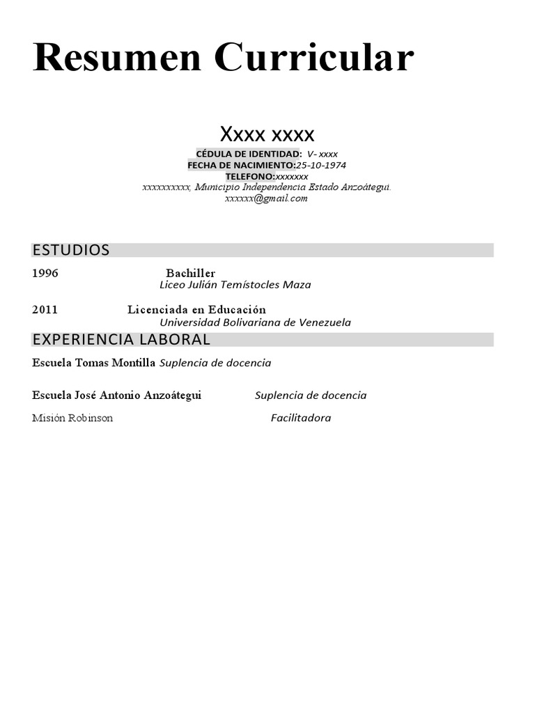 Plantilla Curriculum Clasico Word | PDF