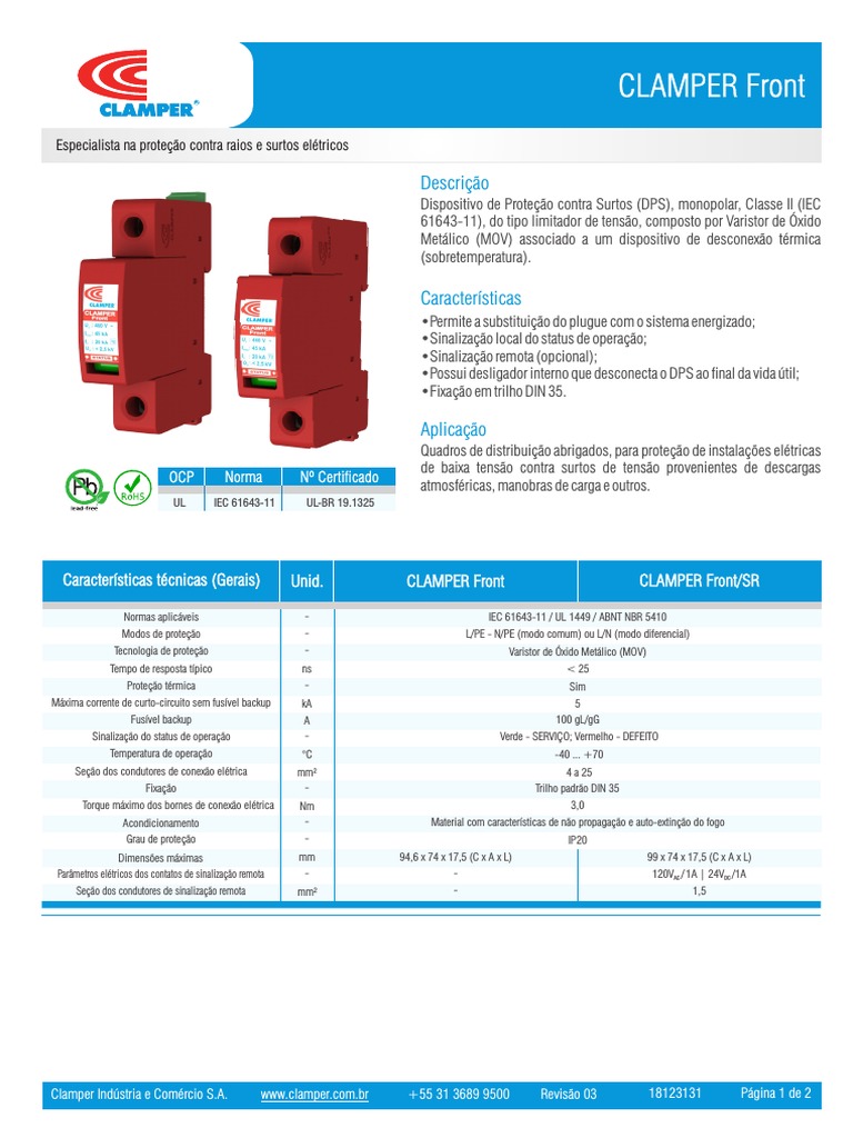 Manual de Instalação do DPS Clamper | PDF | Fusível (elétrico ...