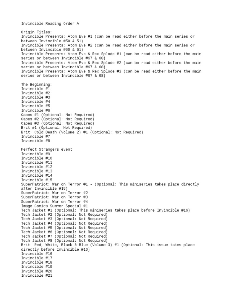 Invincible Comic Reading Order | PDF | Skybound Entertainment Titles ...