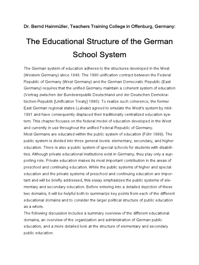 German School System Overview | PDF | Schools | Teachers