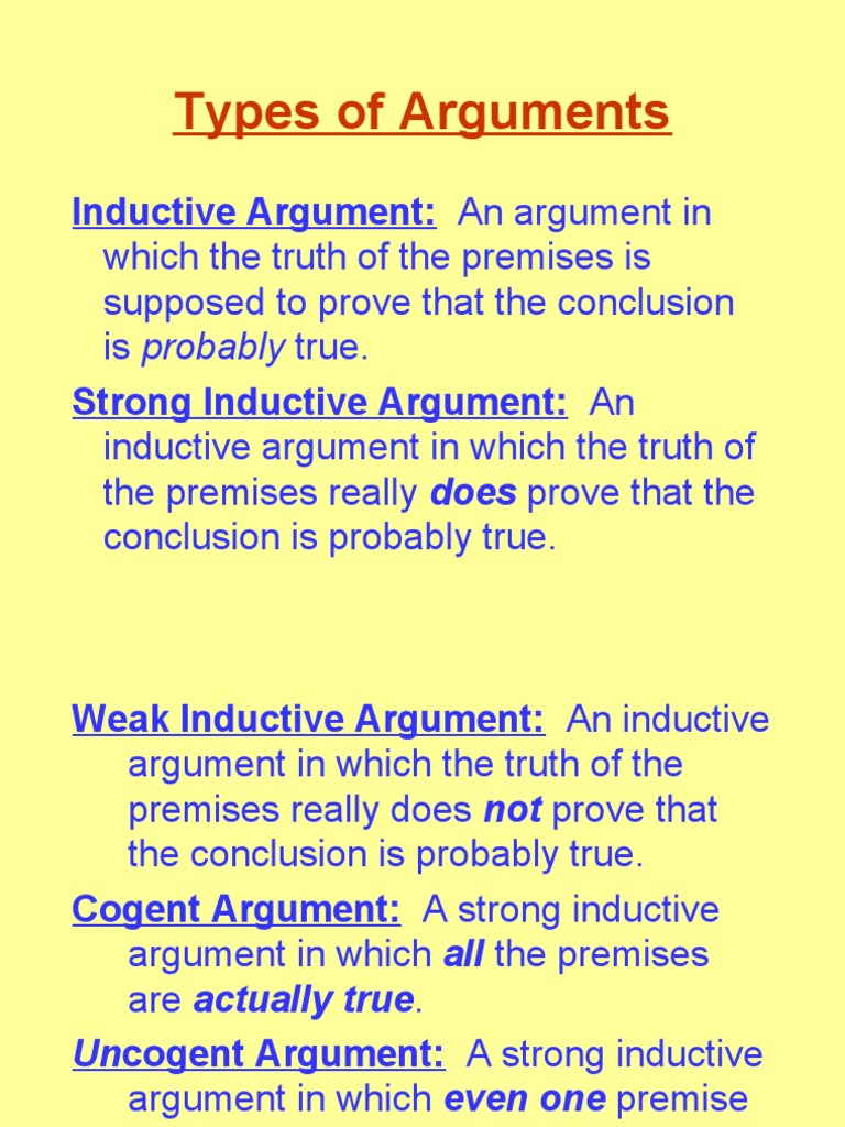 Types of Arguments: Inductive Argument: An Argument in | PDF | Argument ...