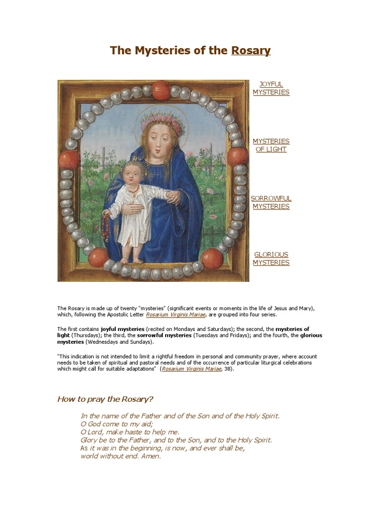 The Mysteries of The Rosary | PDF | Catholic Spirituality | Rosary