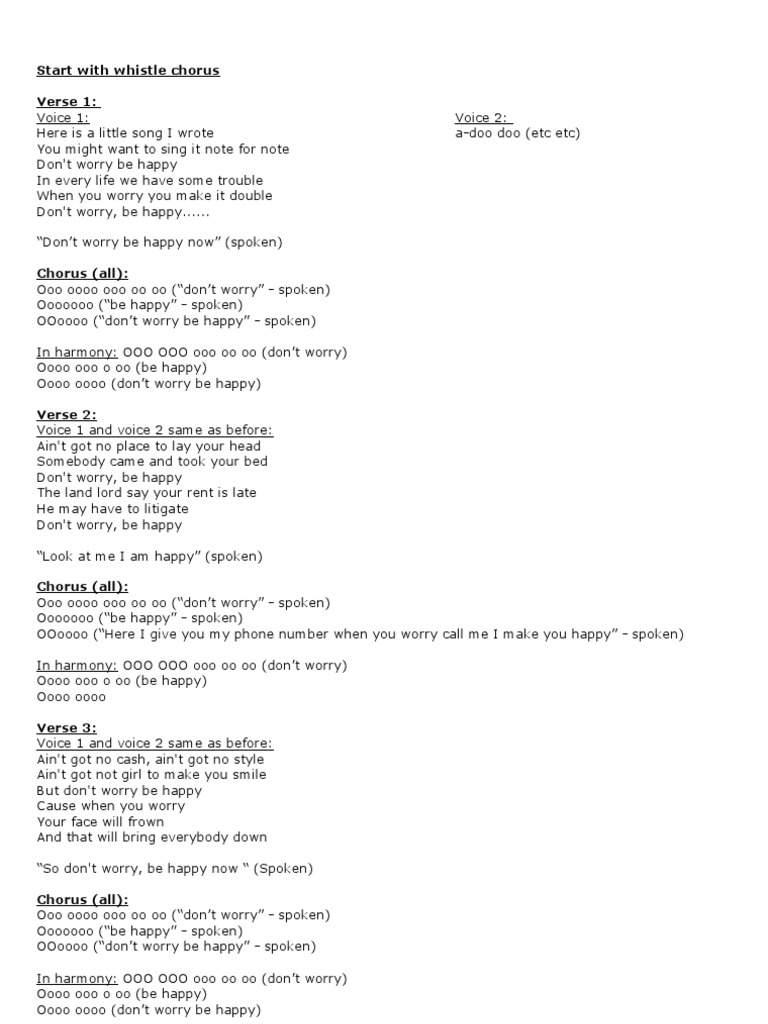 Dont Worry Be Happy | PDF | Song Forms | Elements Of Music