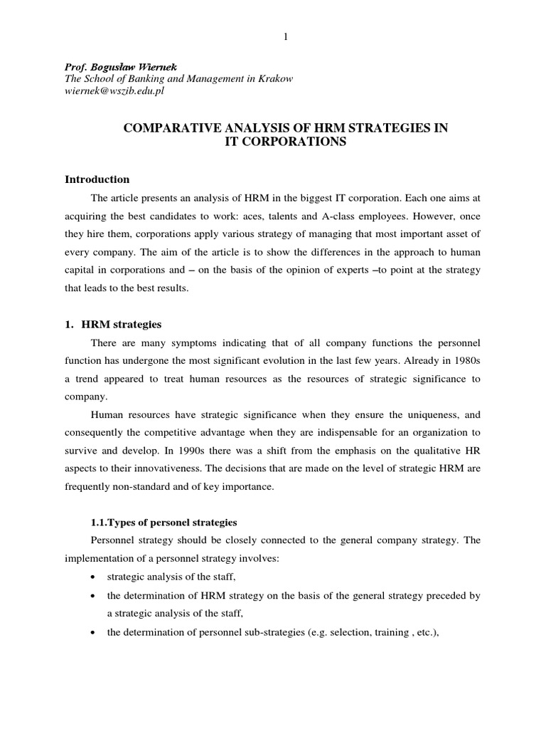 Comparative Analysis of HRM Strategies | PDF | Recruitment | Human Resource Management