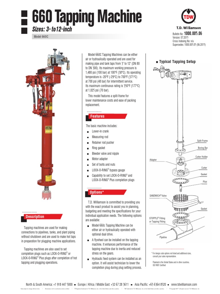 660C Tapping Machine | PDF | Pipe (Fluid Conveyance) | Machines