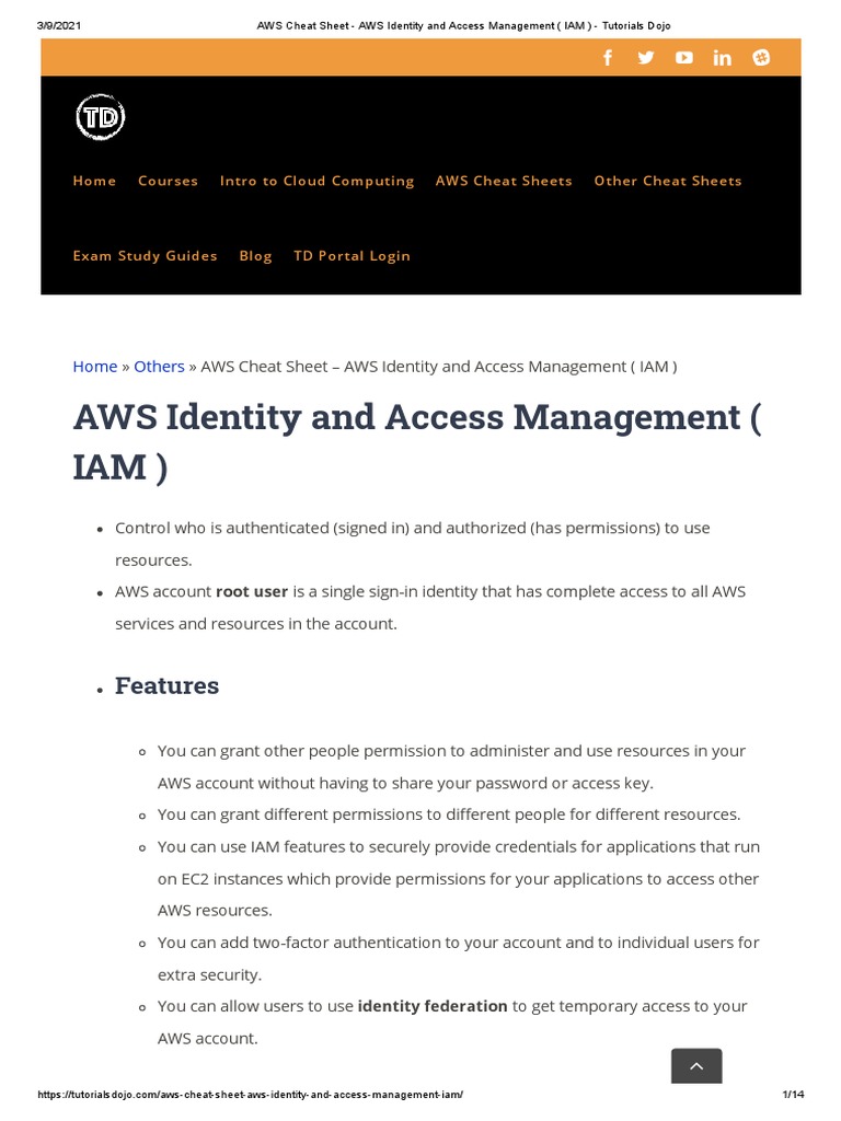 AWS Cheat Sheet - AWS Identity and Access Management (IAM) - Tutorials ...