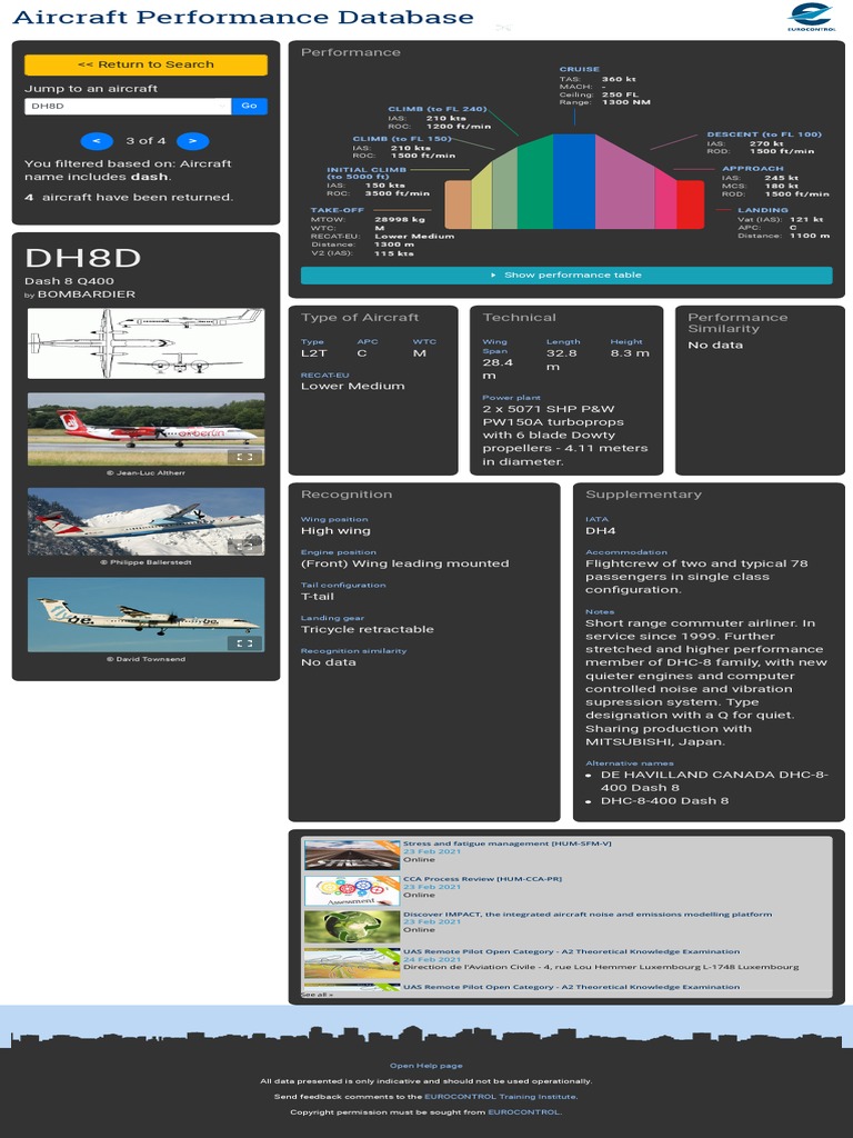Aircraft Performance Database DH8D | PDF | Monoplane | Aircraft