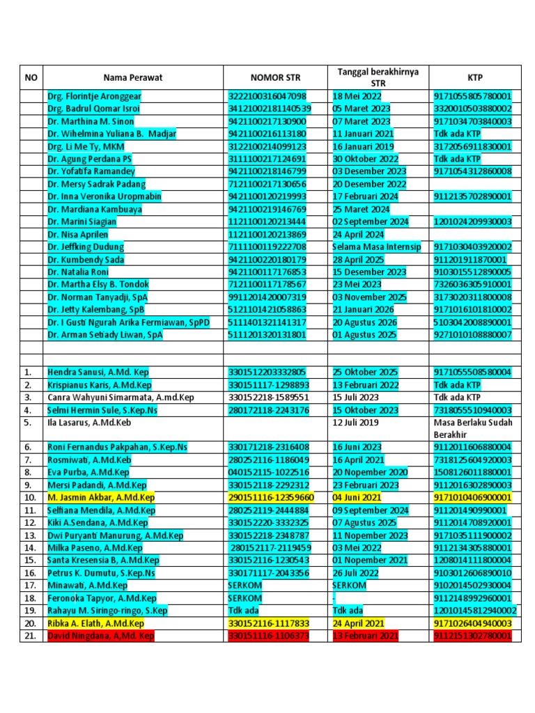 Daftar STR Perawat dan Staf Medis | PDF