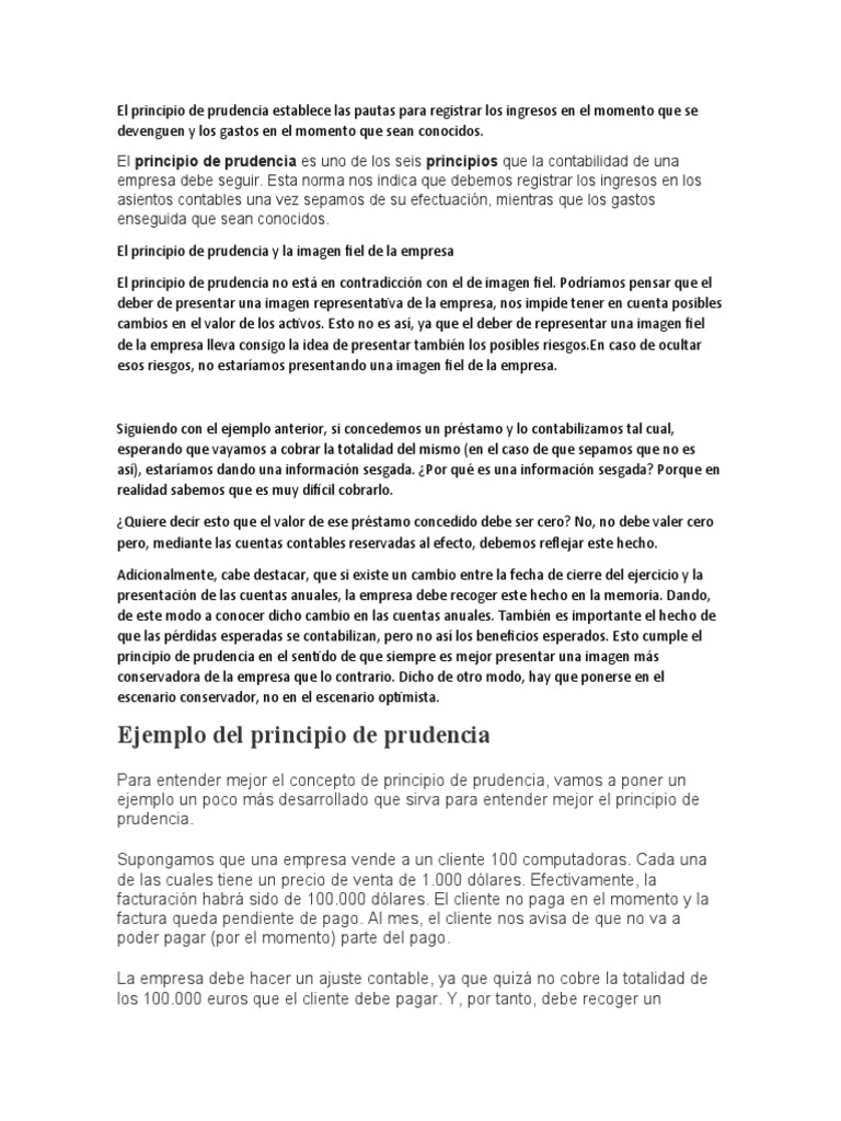 Ejemplos del Principio de Prudencia Contable | PDF | Devengo | Contabilidad