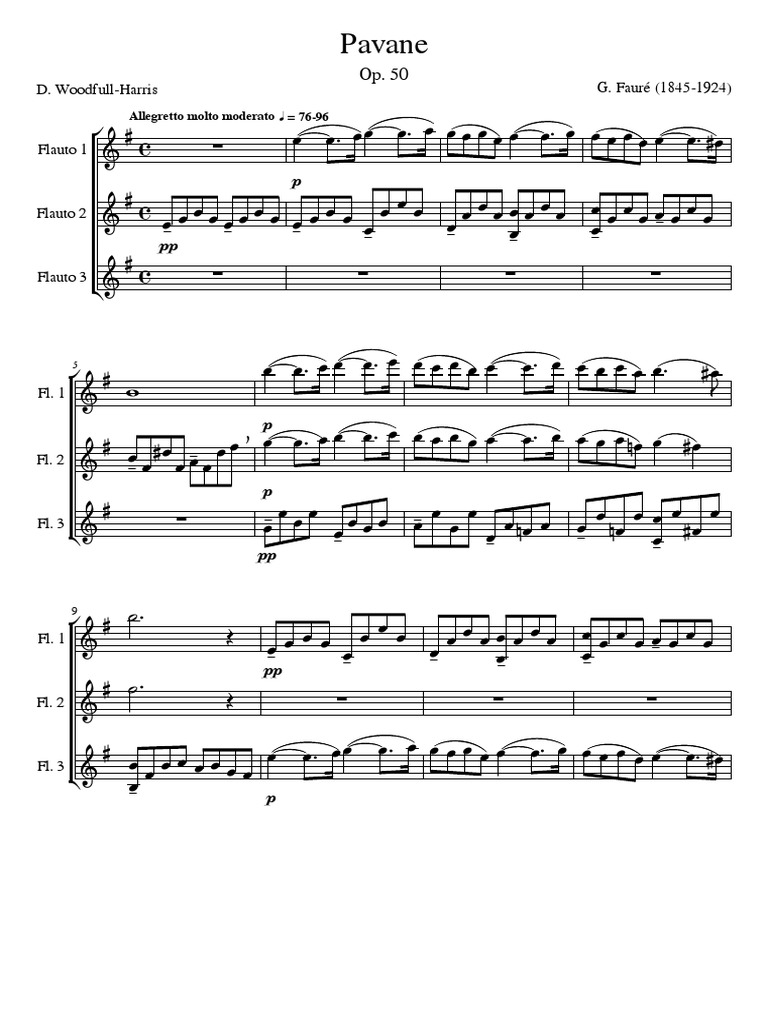 Pavane - Fauré For Flute Trio | PDF | Composers | Music