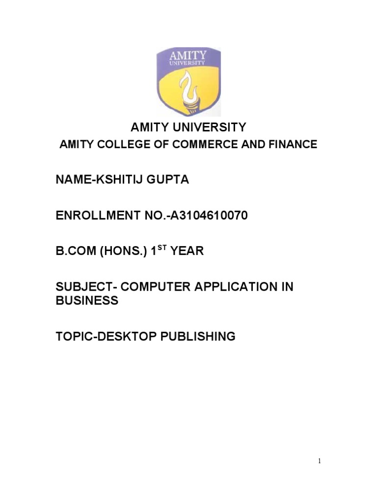 Amity University: Amity College of Commerce and Finance | PDF ...