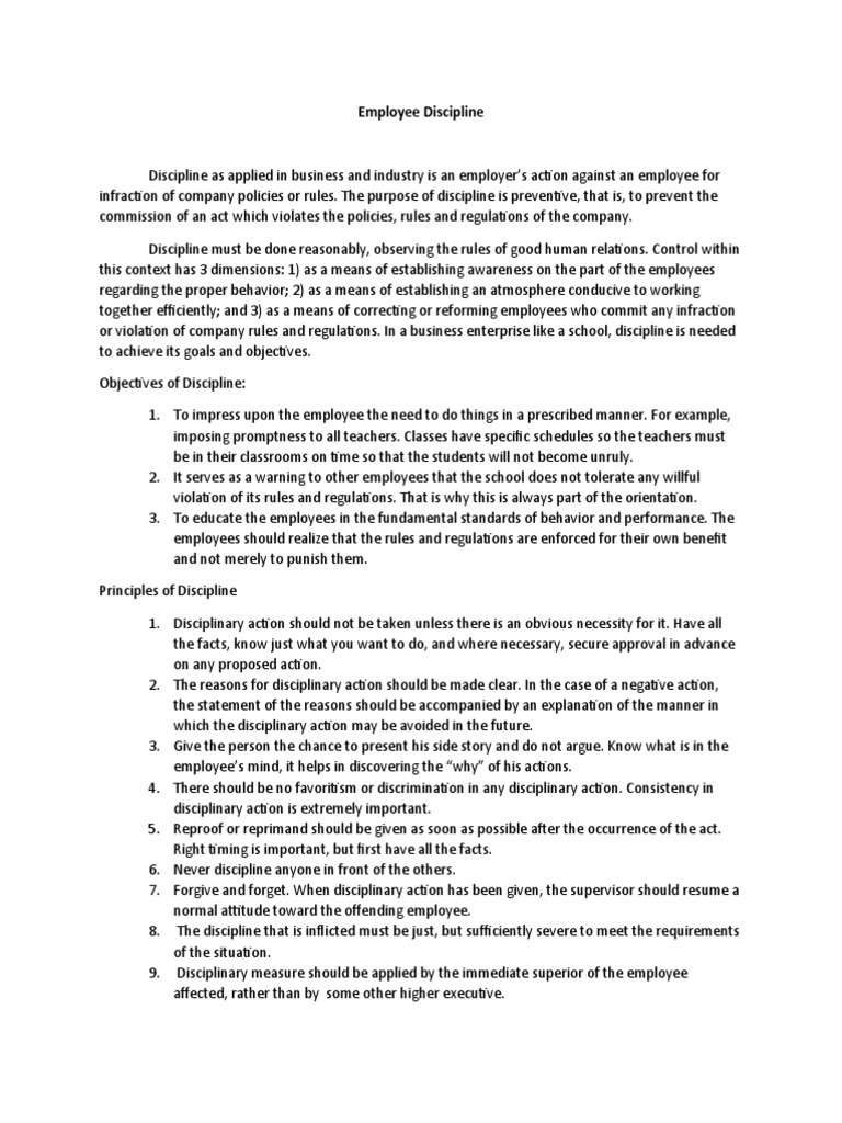 Employee Discipline | PDF | Disciplines | Employment