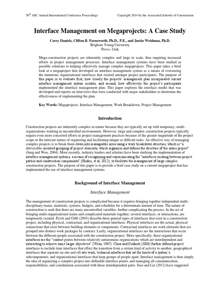 Interface Management On Megaprojects: A Case Study | PDF | Project ...