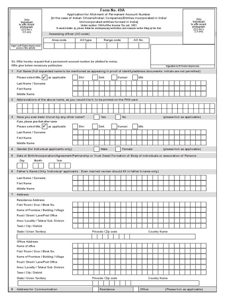 Format Revised Pan Card Form From 1st July | PDF | Identity Document ...