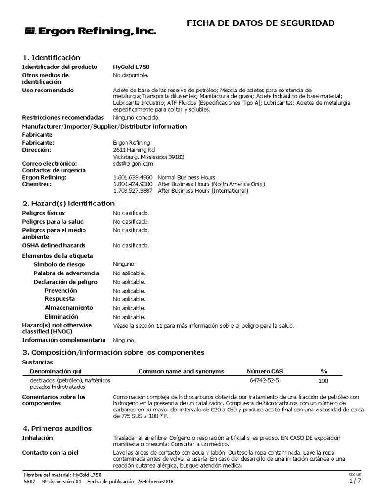 MSDS - HyGold L950 | PDF | Residuos | Reciclaje
