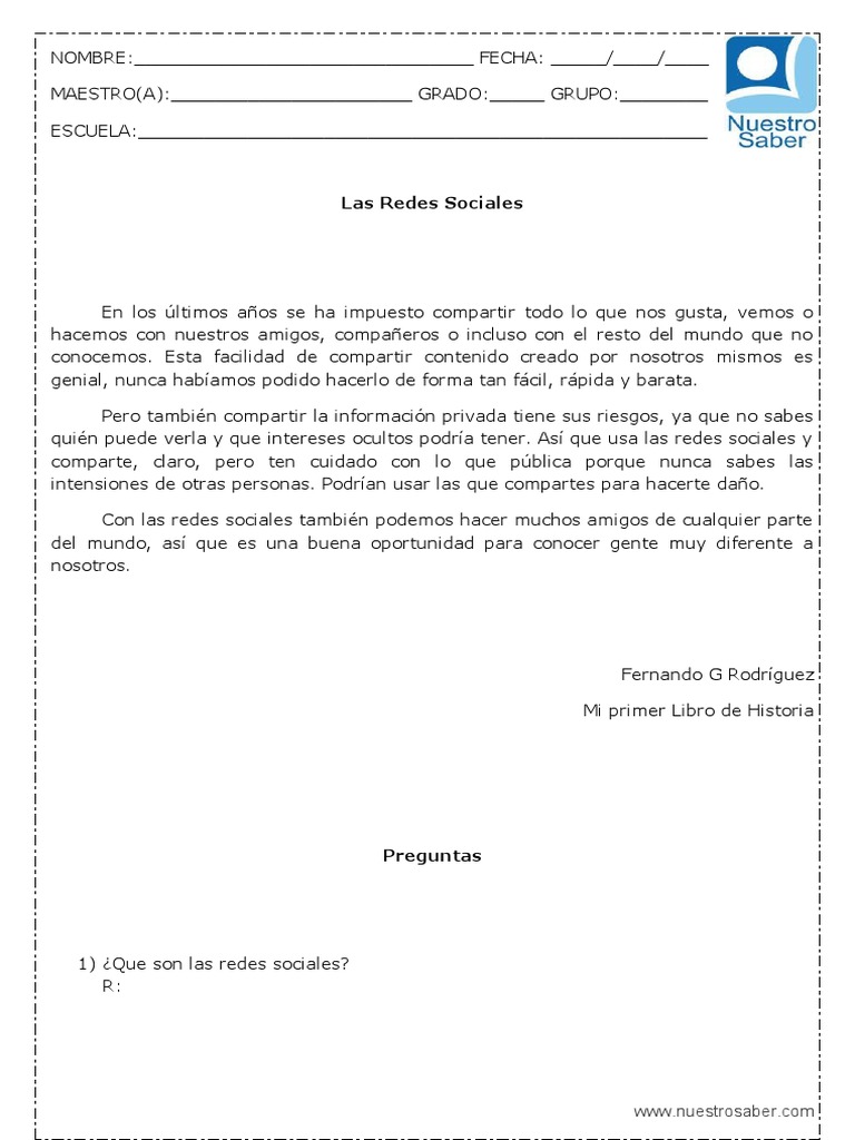 Las Redes Sociales | PDF | Juegos y actividades | Ciencias sociales