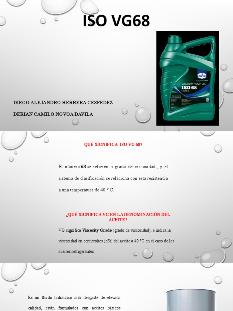 Iso VG 68 Diapositivas | PDF | Lubricante | Petróleo