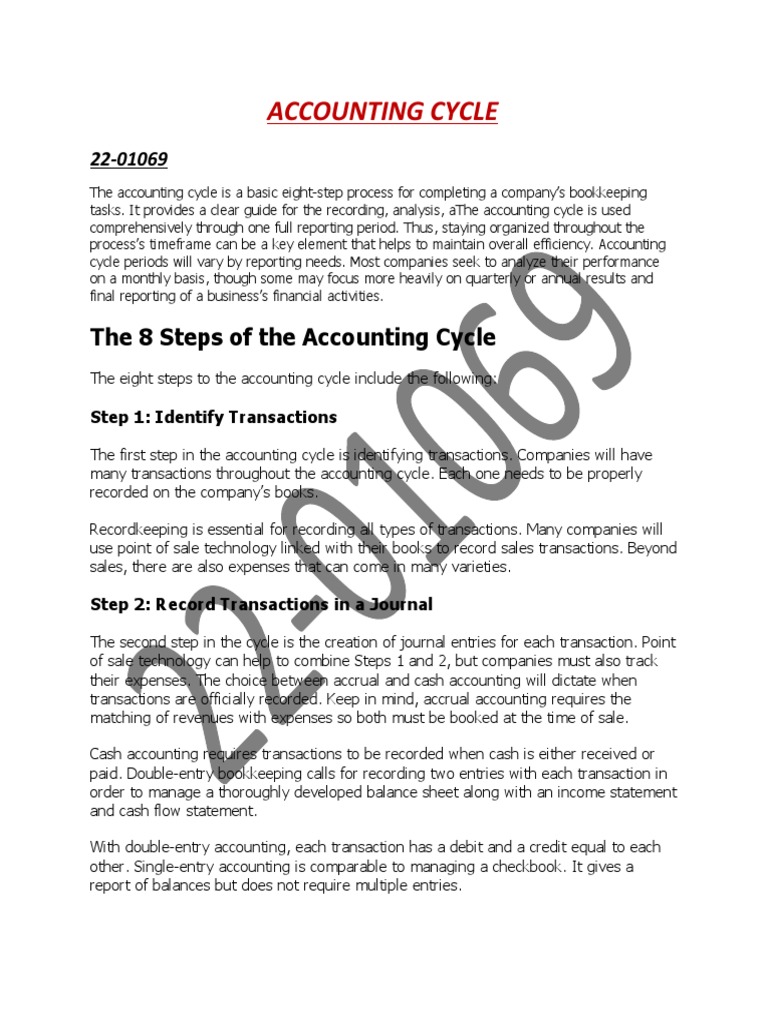 The Eight Essential Steps of the Accounting Cycle | PDF | Bookkeeping ...