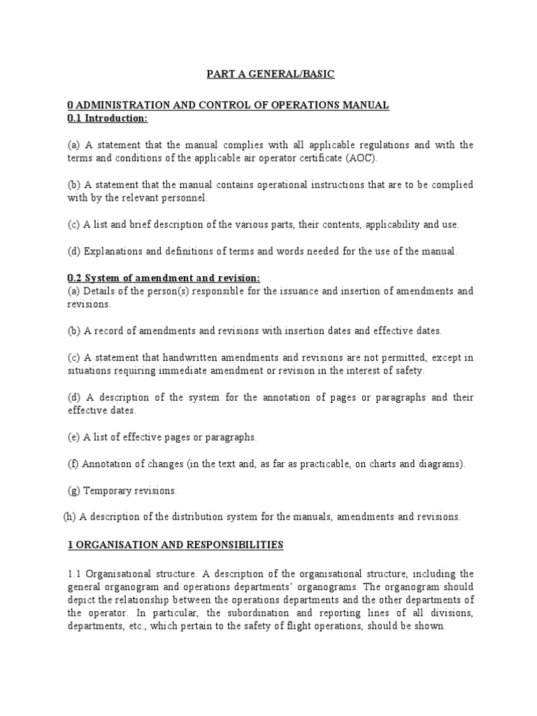 A General/Basic 0 Administration AND Control OF Operations Manual 0.1 ...
