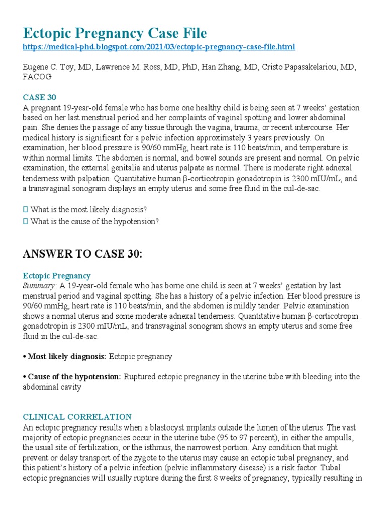 Ectopic Pregnancy Case Study Analysis | PDF | Implantation (Human ...