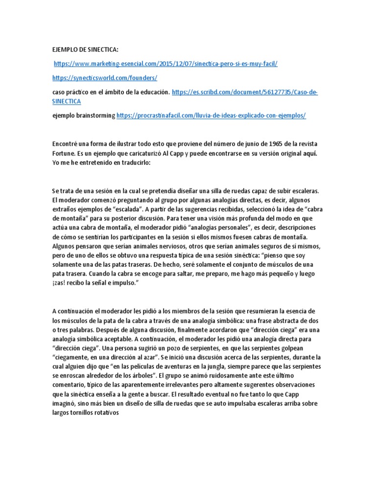 Ejemplo de Sinectica | PDF