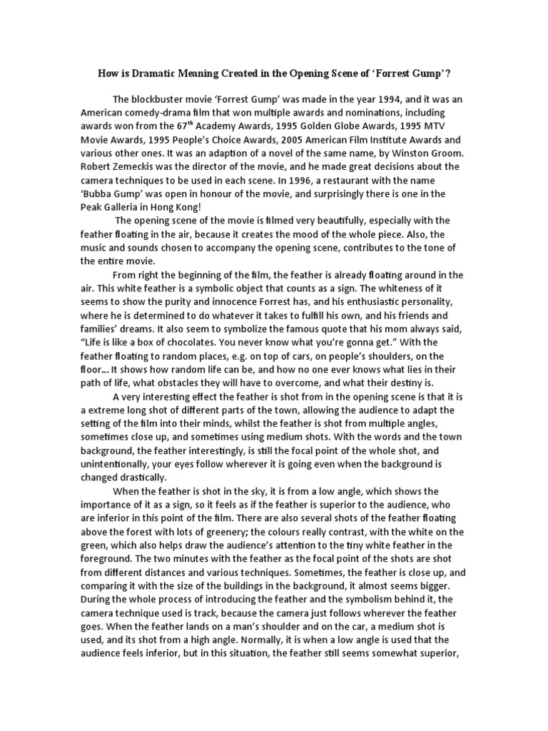 Forrest Gump Film Analysis Essay | PDF