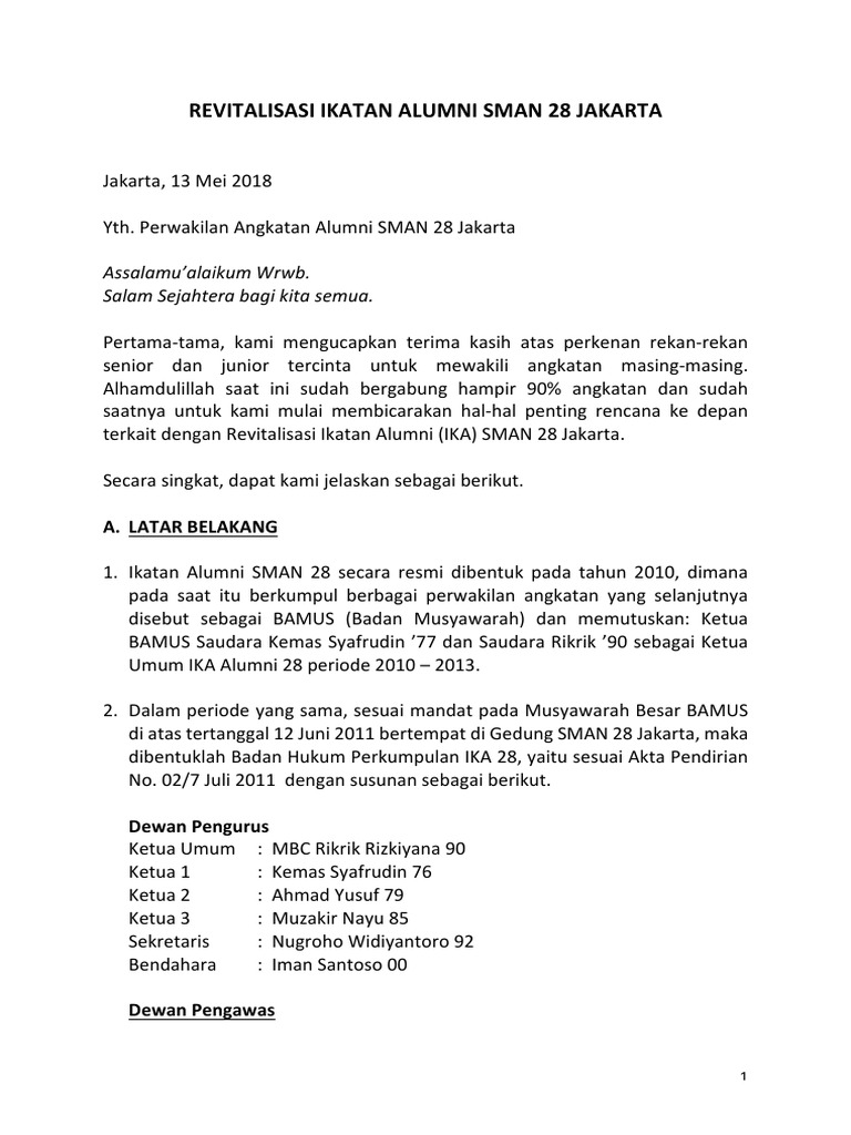 Revitalisasi Ikatan Alumni SMAN 28 Jakarta | PDF