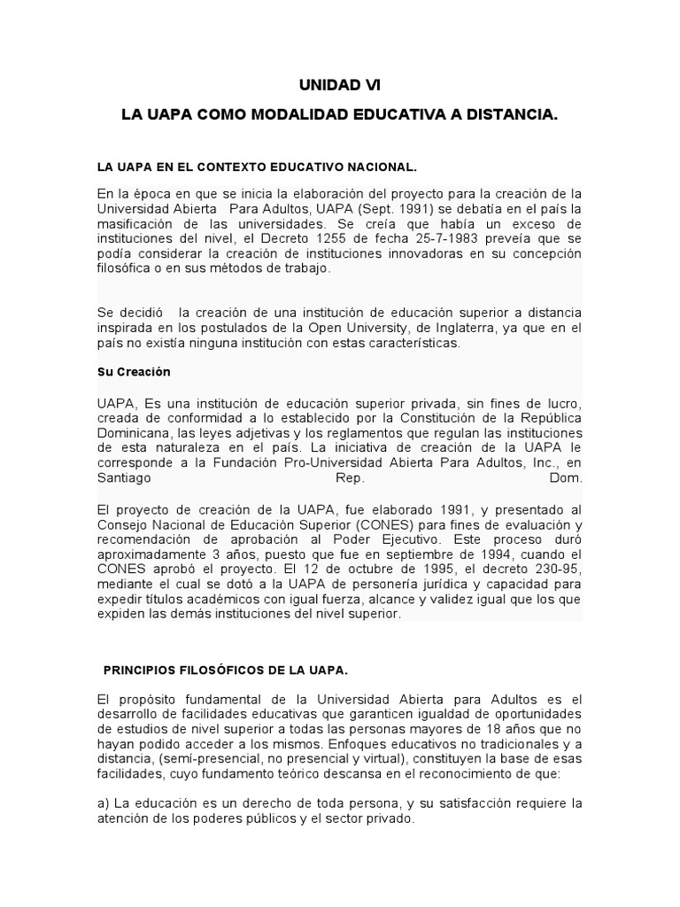 Tarea Vi La Uapa Como Modalidad Educativa A Distancia. | PDF | Igualdad ...