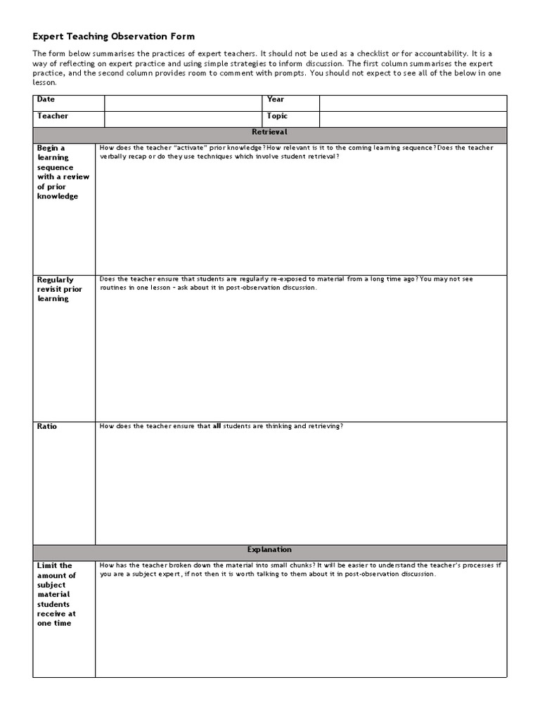 Grelha Expert-Teaching-Observation-Form-V2-1 | PDF | Expert | Teachers