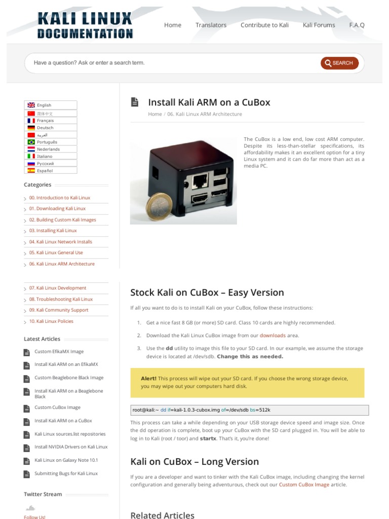 Install Kali ARM On A CuBox | PDF | Linux | Arm Architecture