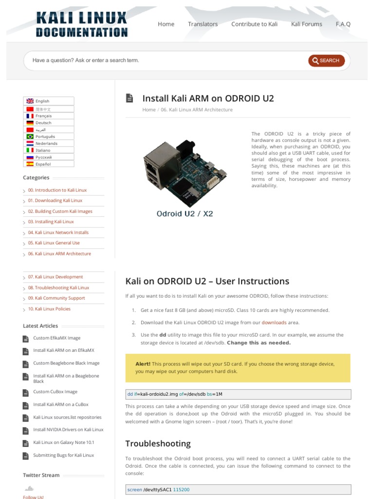 Install Kali ARM On ODROID U2 | PDF | Linux | Booting