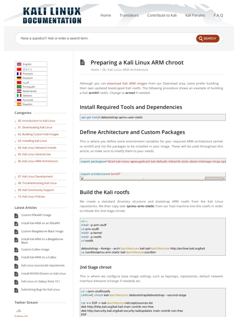 Preparing A Kali Linux ARM Chroot | PDF | Linux | System Software